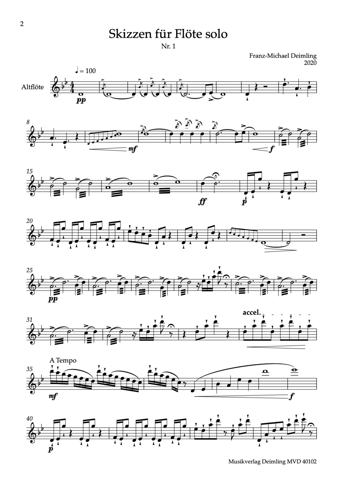Drei Skizzen für Altflöte Solo – Musikverlag Deimling